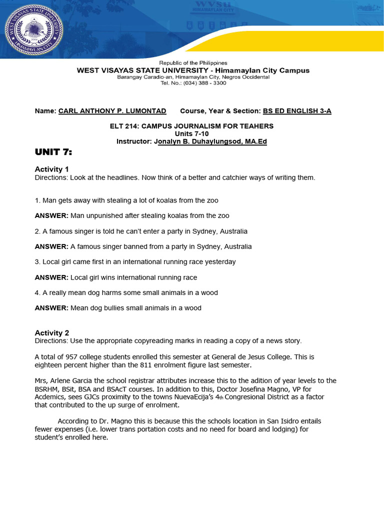 ELT 214 Unit 7-10 Lumontad, Carl Anthony P. | PDF | Cartoon
