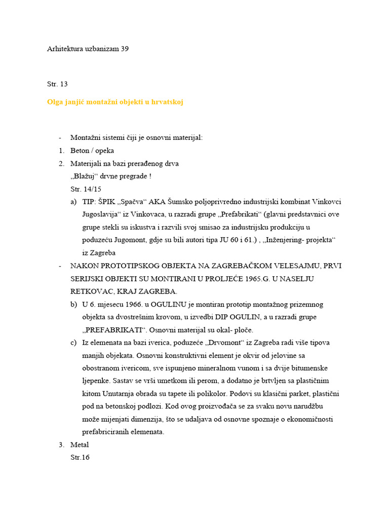 Arhitektura Urbanizam 35 36 TEMATSKI BROJ O PREFABRIKATIMA Skripta | PDF