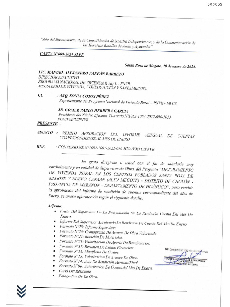 Carta N°009 - 2024 - JLPF | PDF