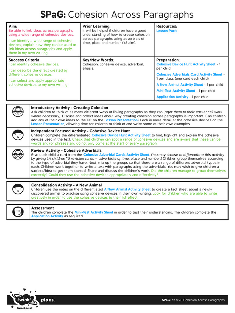 Lesson Plan Cohesion Across Paragraphs | PDF | Cognition | Learning