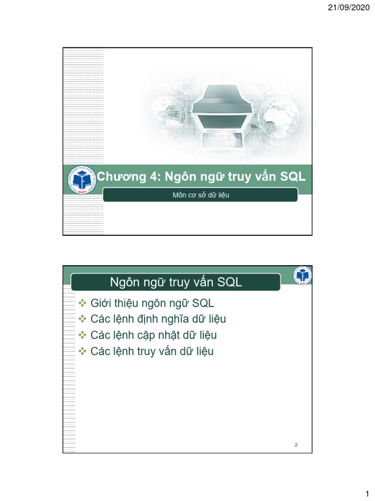 Slides - CSDL - Chuong 4 - SQL - SV | PDF