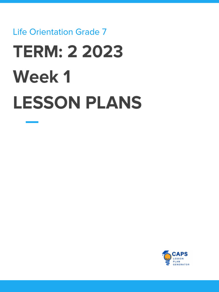 Grade 7 Life Orientation Term 2 Plans | PDF | Learning | Lesson Plan