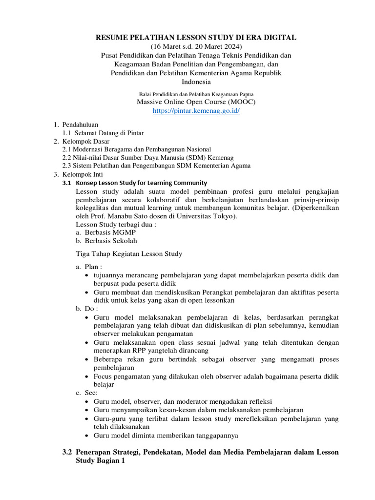 Pelatihan Lesson Study Era Digital 2024 | PDF | Karier & Perkembangan | Komputer