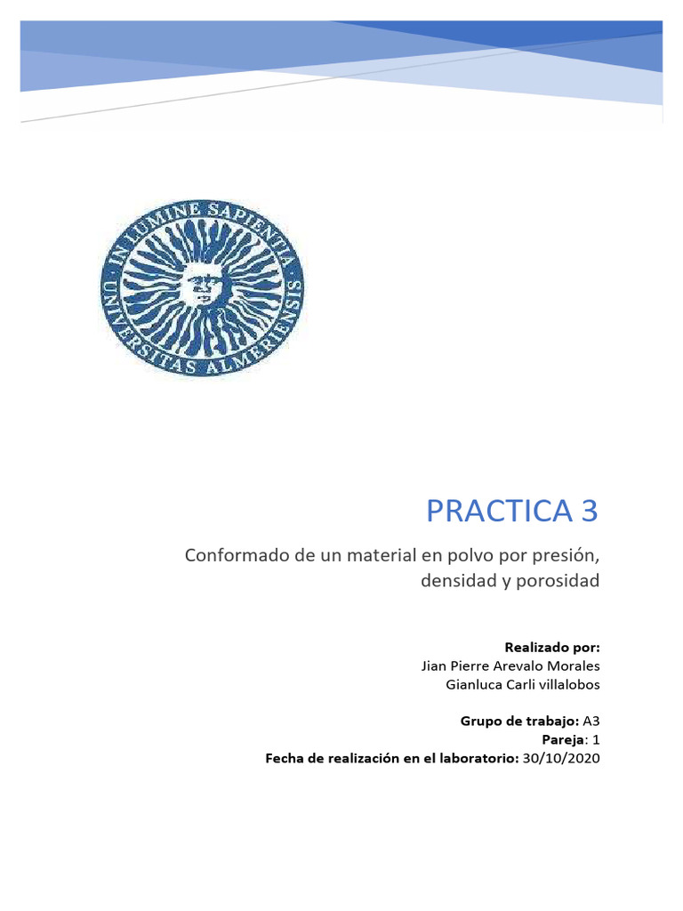 Practica 3 P1 A3 | PDF | Sinterización | Densidad