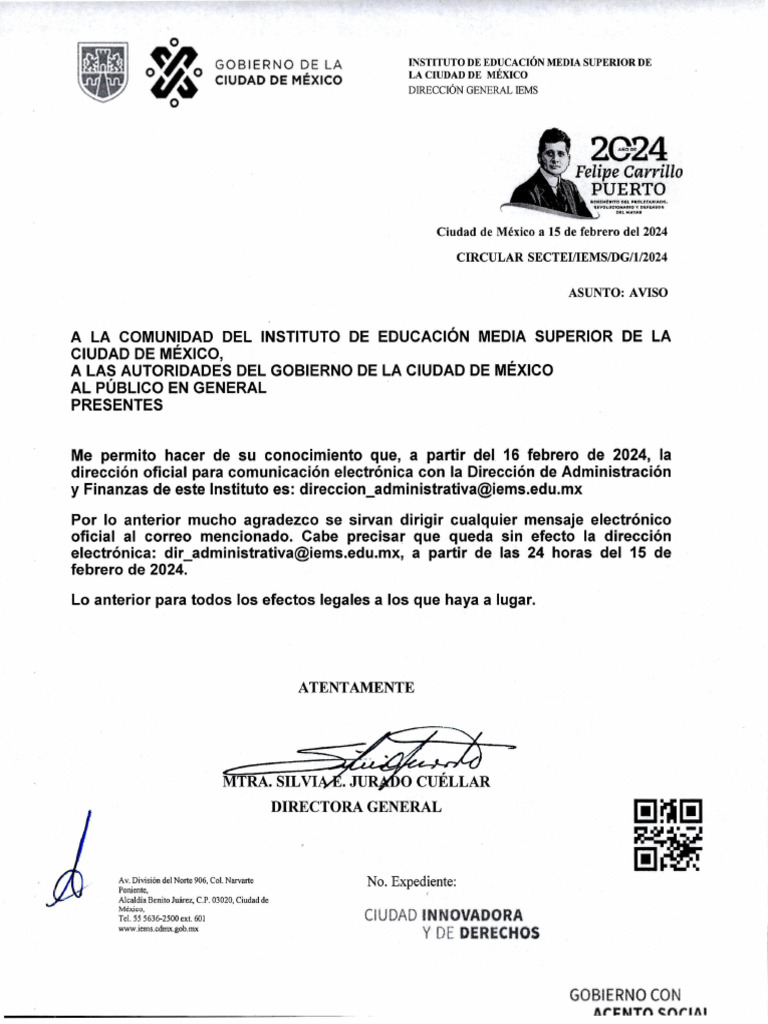 Circular Sectei-Iems-Dg-1-2024 | PDF