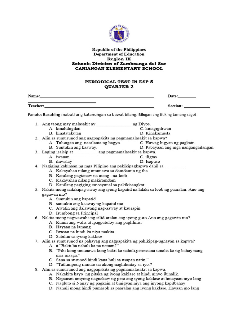 Pt-Esp 2ND Quarter Grade Five | PDF