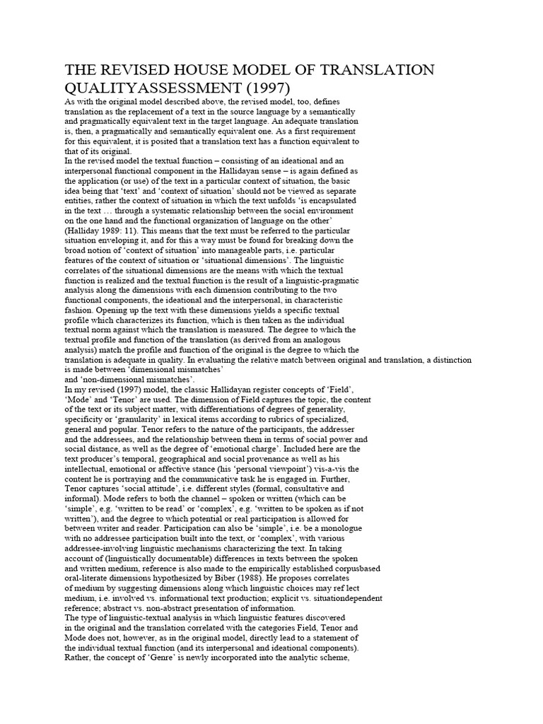 THE HOUSE MODEL Revised | PDF | Translations | Linguistics