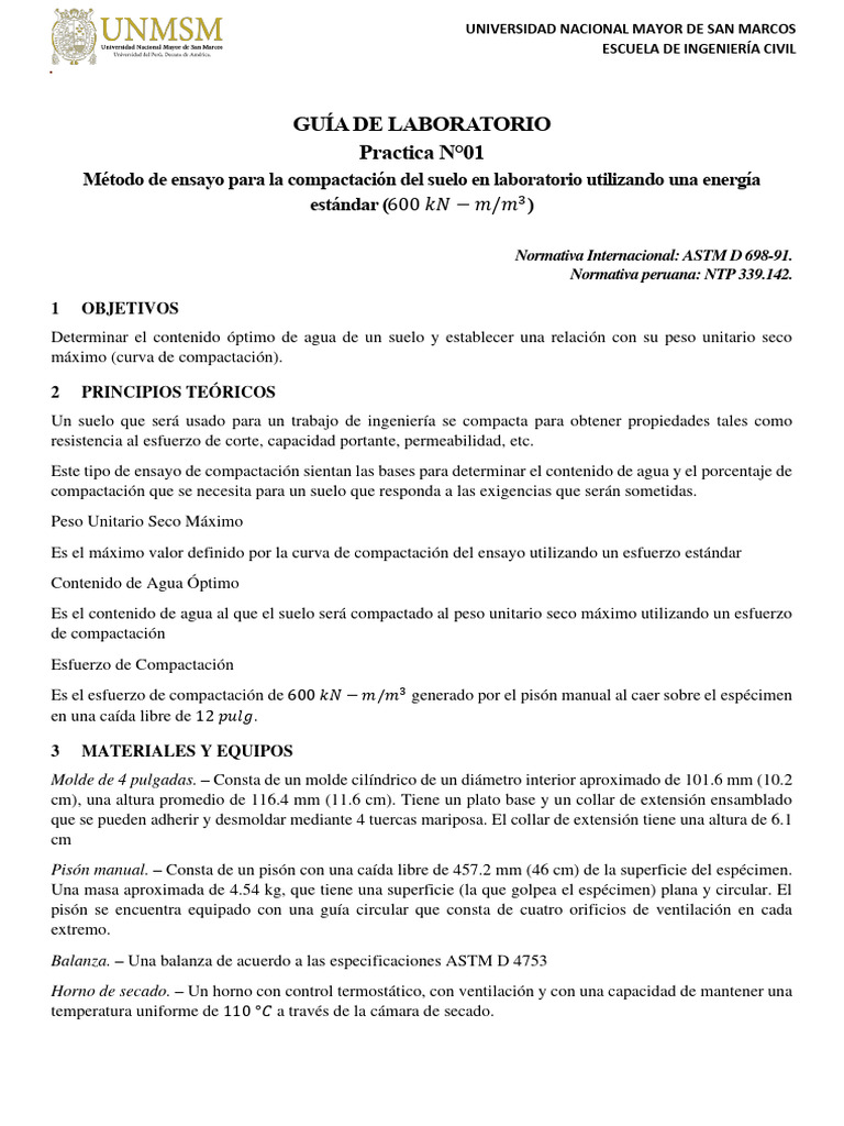 Guía de Laboratorio - Proctor Estandar | PDF