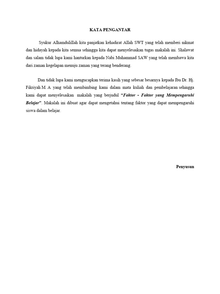 Makalah Faktor Yang Mempengaruhi Belajar | PDF