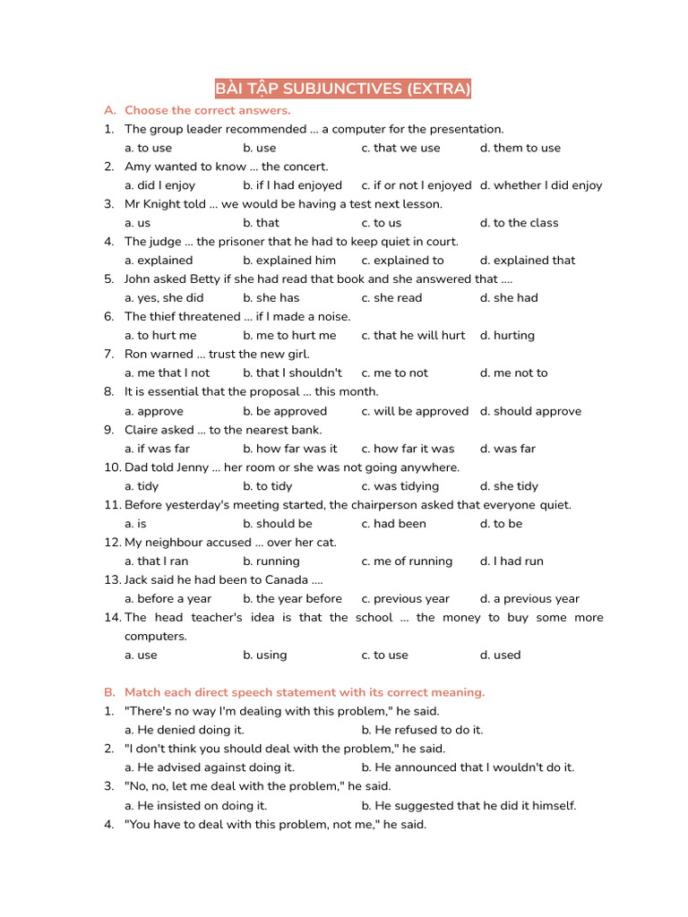 Subjunctive Exercises and Grammar Practice | PDF | Jane Austen