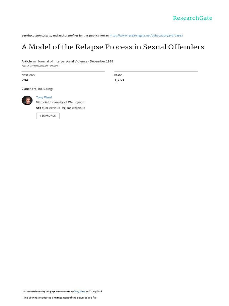 ART A Model of The Relapse Process in Sexual Offenders - Ward y Hudson ...