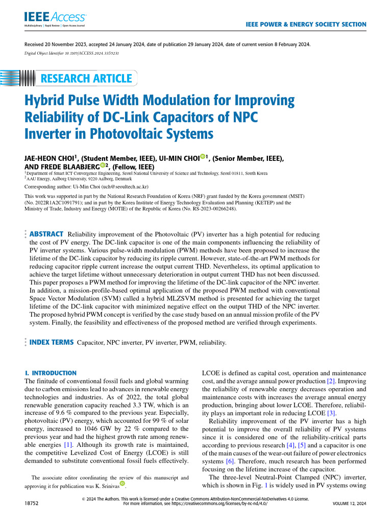 Hybrid PWM for DC-Link Capacitor Reliability | PDF | Power Inverter | Photovoltaics