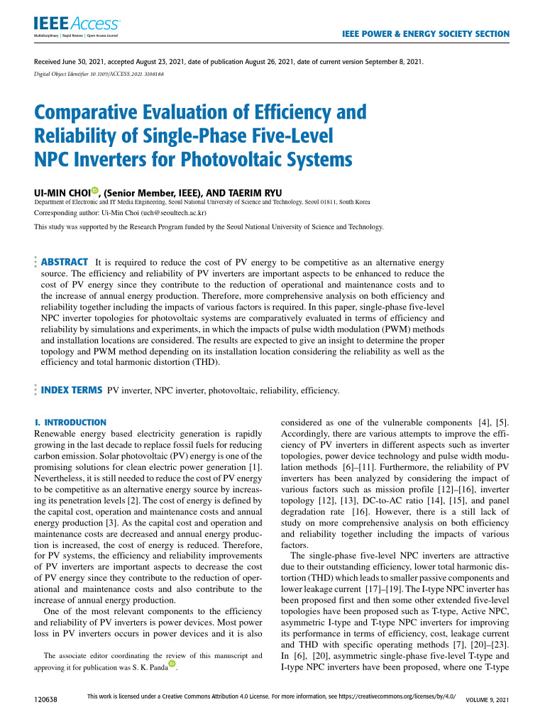Comparative Evaluation of Efficiency and Reliability of Single-Phase ...