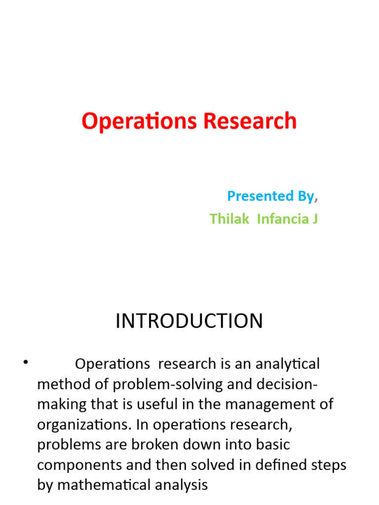 Operations Research | PDF | Operations Research | Mathematical Optimization