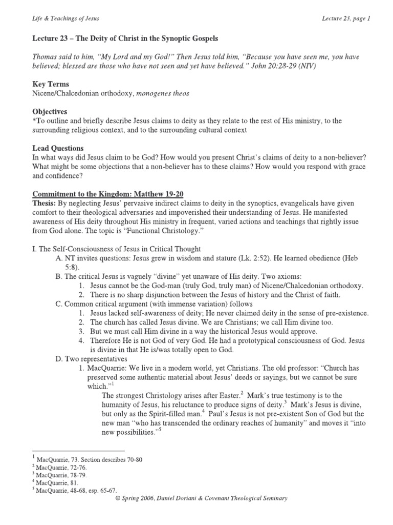 Synoptic Deity | PDF