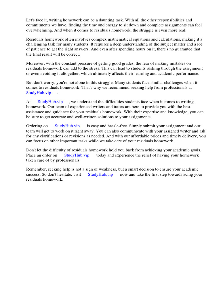 Residuals Homework | Download Free PDF | Homework | Errors And Residuals