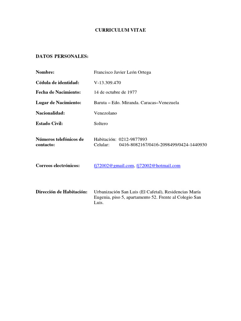 Curriculum Vitae Francisco León Actualizado Noviembre 2022 | PDF ...