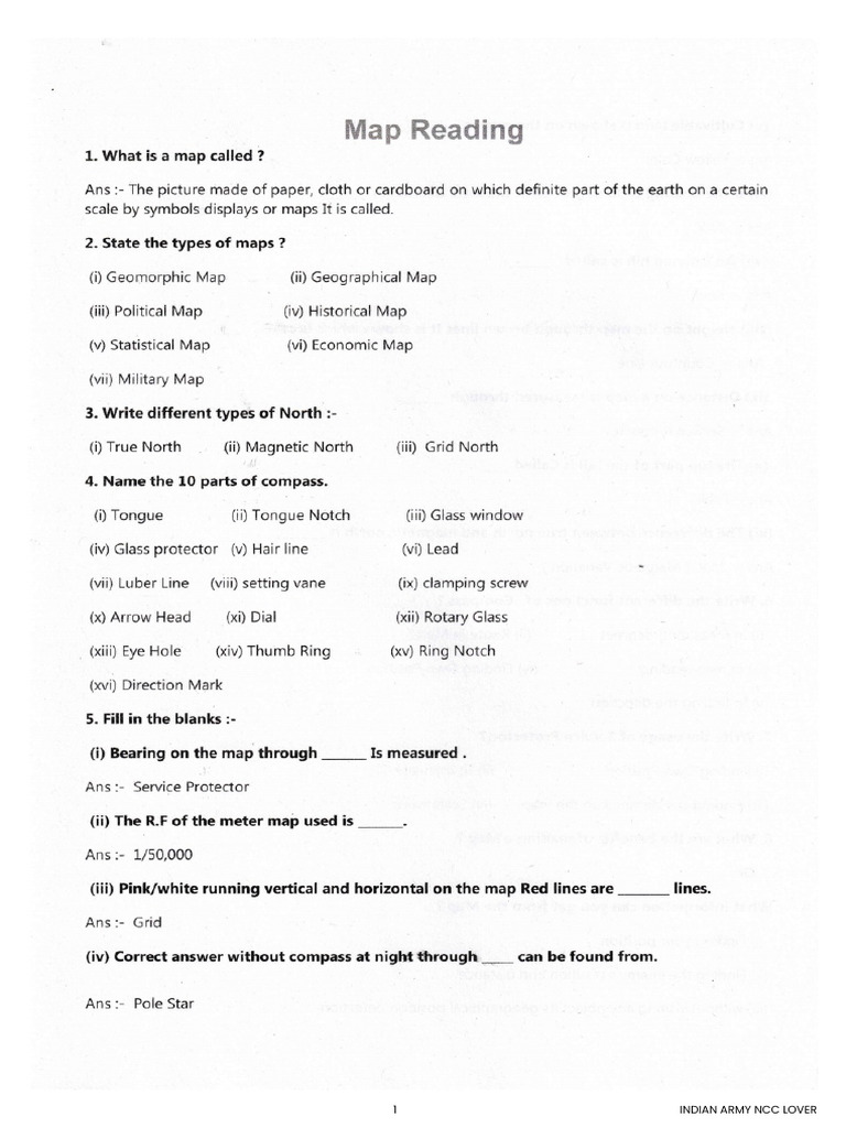 Map Reading English NCC | PDF