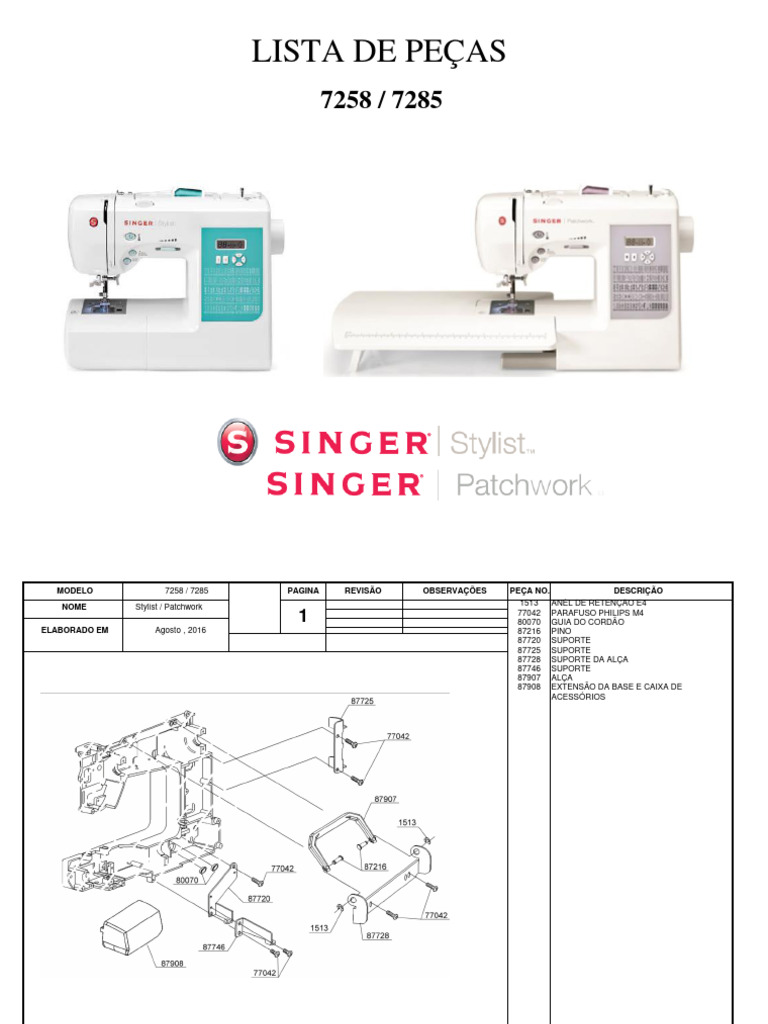 Lista Peças Stylist 7258 - Patchwork 7285 | PDF | Parafuso | Bens ...