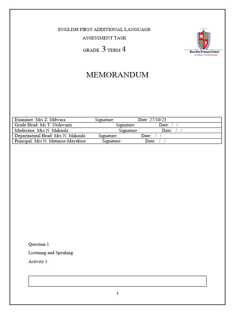 Memorandum Efal Task Term 4.1 | PDF