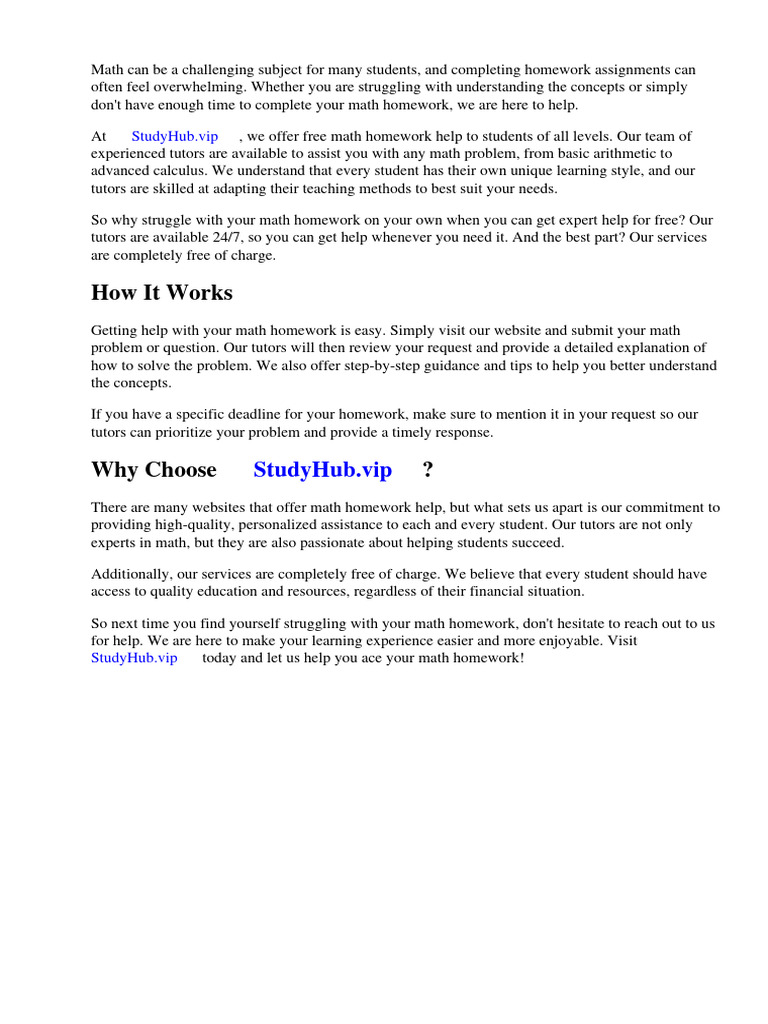 Help On Math Homework For Free | PDF | Homework | Mathematics