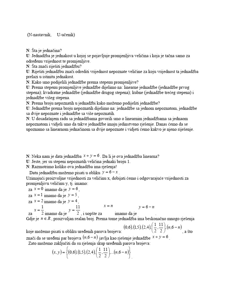 Linearne jednacine | PDF Linearne jednacine | PDF