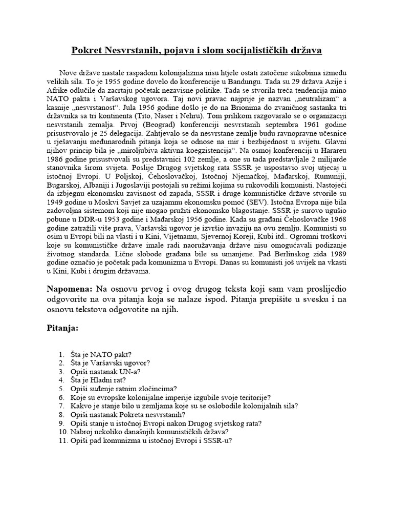 Pokret Nesvrstanih-lekcija | PDF