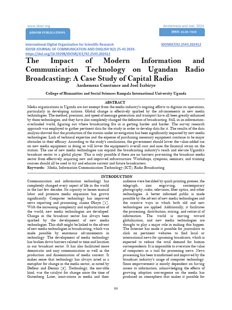 The Impact of Modern Information and Communication Technology On ...