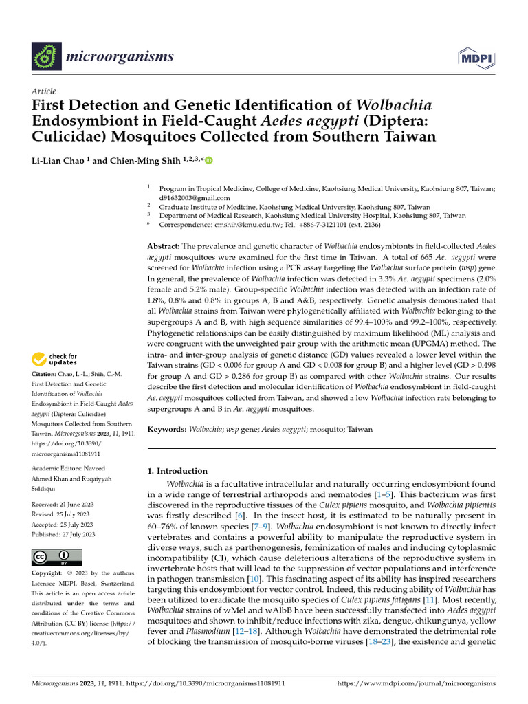 First Detection and Genetic Identification of Wolb | PDF | Polymerase Chain Reaction | Primer ...