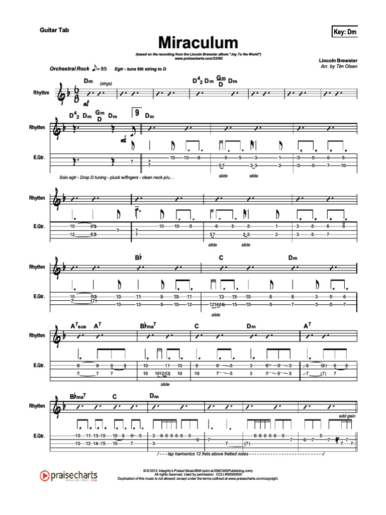 Miraculum Lincoln Brewster Guitar Tab | PDF | Guitars | String Instruments