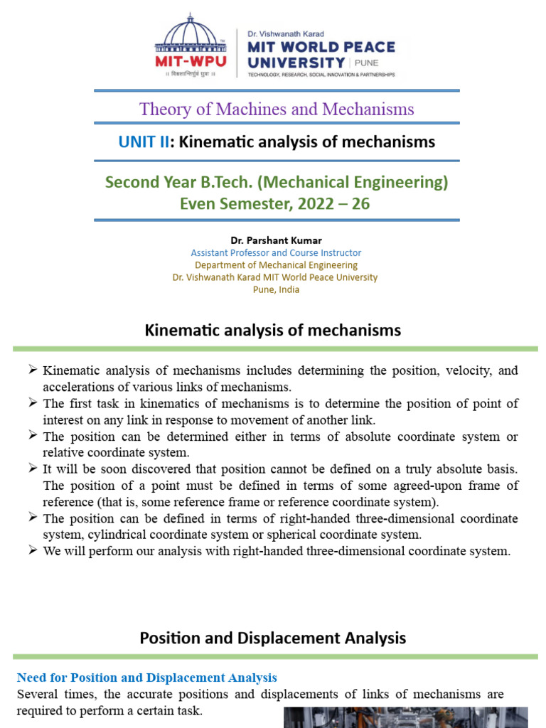 Unit 2 Kinematic Analysis of Mechanisms | PDF | Velocity | Euclidean Vector
