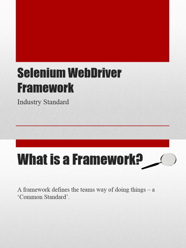 1-Selenium WebDriver Framework | PDF | Selenium (Software) | Systems Architecture