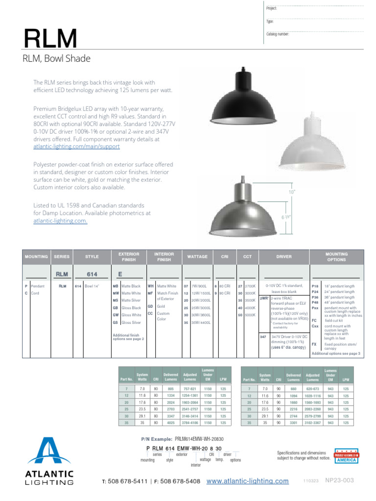 Led RLM-614 Bowl 110323 | PDF