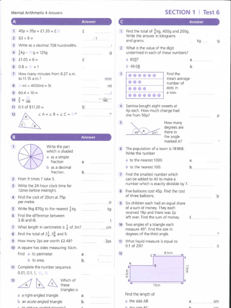 Paper Mental Maths Year 5 (1) - 6 | PDF