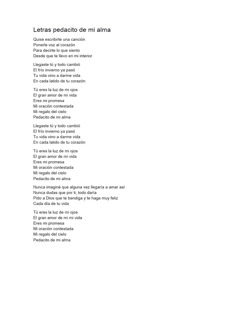 Letras Pedacito de Mi Alma | PDF