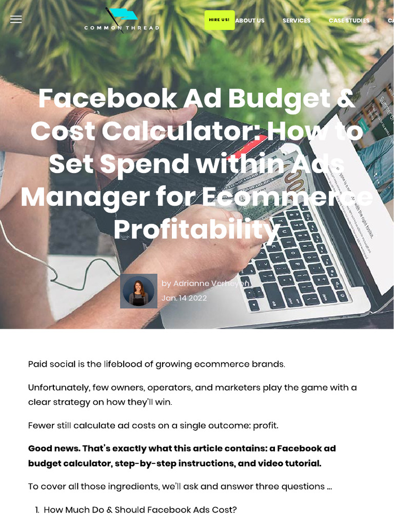Facebook Ad Budget & Cost Calculator_ Ecommerce Profit + Scale | PDF
