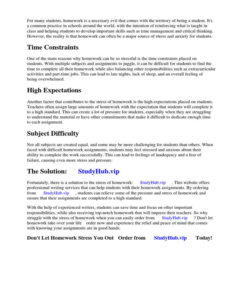 Reasons Why Homework Is Stressful | PDF | Homework | Anxiety