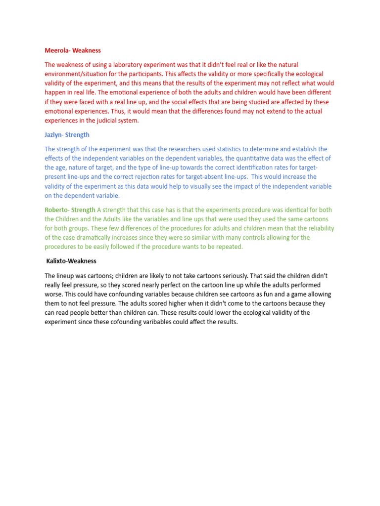 Psychology Experiment Validity Analysis | PDF | Self-Improvement | Wellness