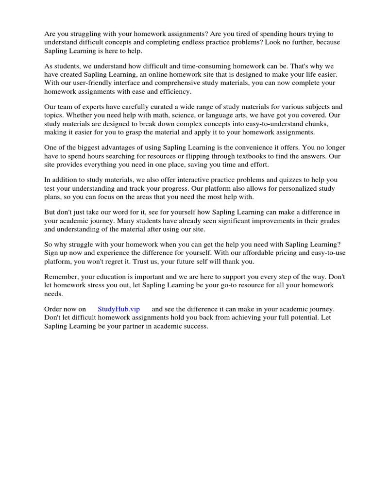 Sapling Learning Online Homework Site | PDF | Homework | Teachers