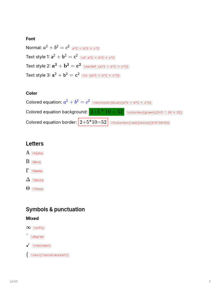 LaTeX codes for text format | PDF