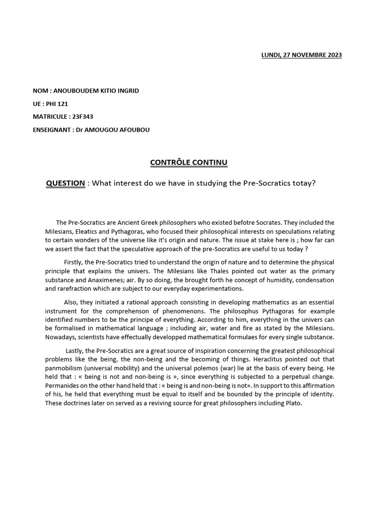 Relevance of Pre-Socratic Philosophy Today | PDF | Ancient Greek ...