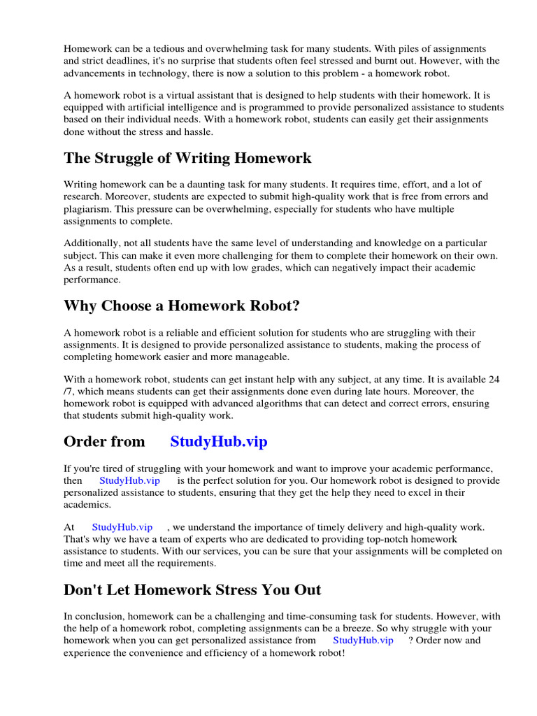 Homework Robot | PDF | Homework | Robot