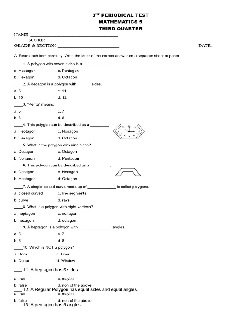 3rd Periodical Test | PDF | Circle | Sphere