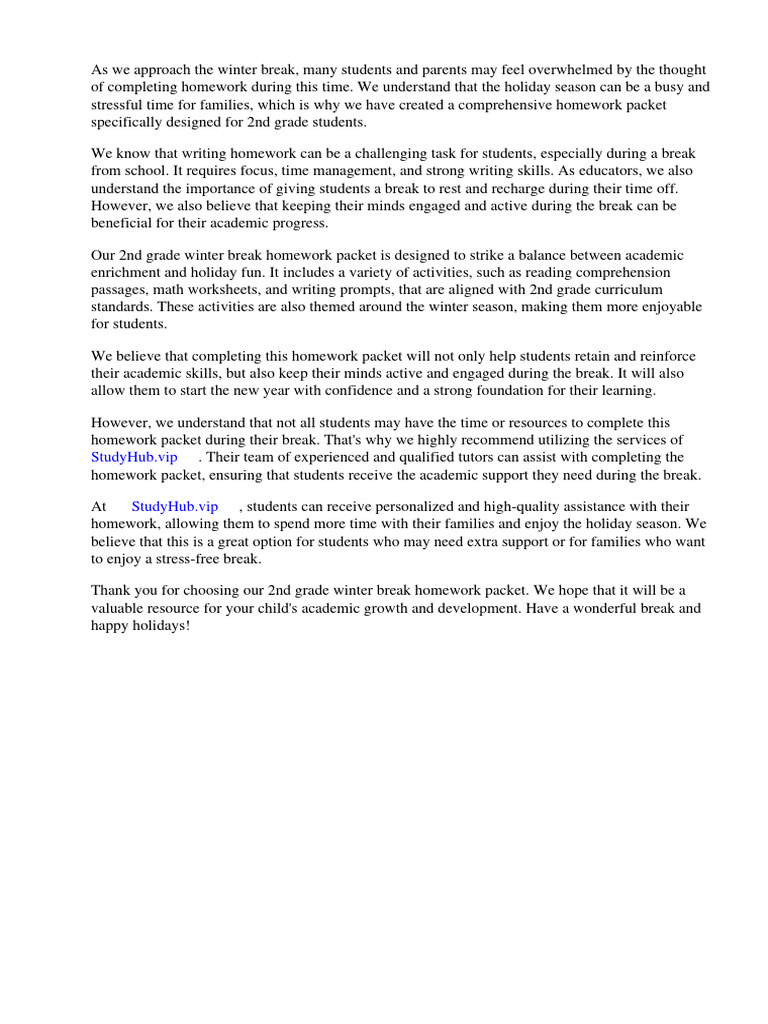 2nd Grade Winter Break Packet | PDF | Homework | Safari (Web Browser)
