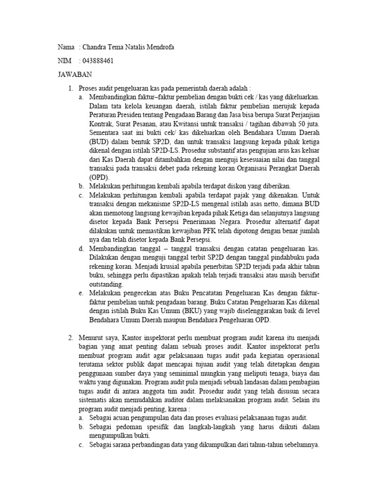 Tugas 3 Audit Manajemen - Chandra Mendrofa | PDF | Bisnis