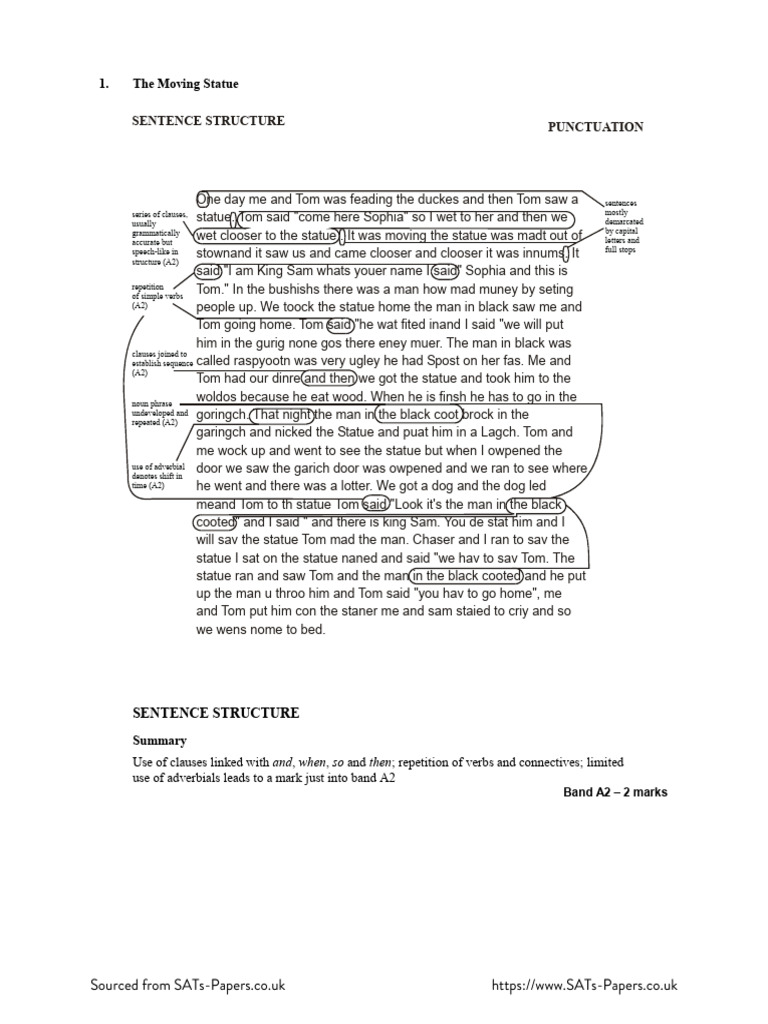 Year 3 Optional 2003 English Story Task Exemplar | PDF | Punctuation ...