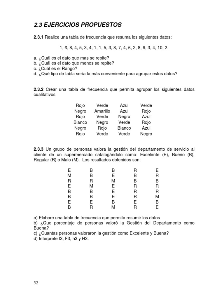 02 Ejercicios Propuestos Distribucion de Frecuencia | PDF | Color | Arco iris