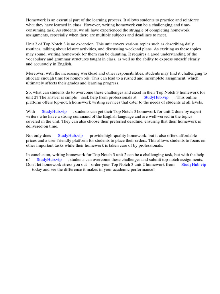 Top Notch 3 Homework Unit 2 | PDF | Apa Style | Citation
