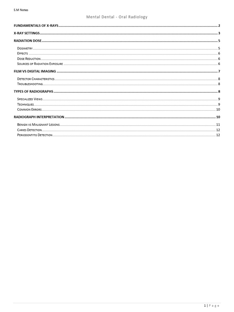 1md oral radiology notes | PDF | X Ray | Ionizing Radiation