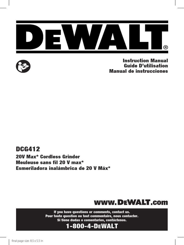 Manual Amoladora Dewalt DCG412 | PDF | Rechargeable Battery | Battery ...